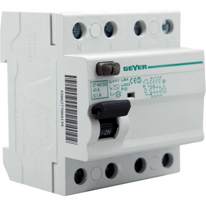 Ρελέ διαφυγής 4P 40A 100mA AC - GEYER Hellas