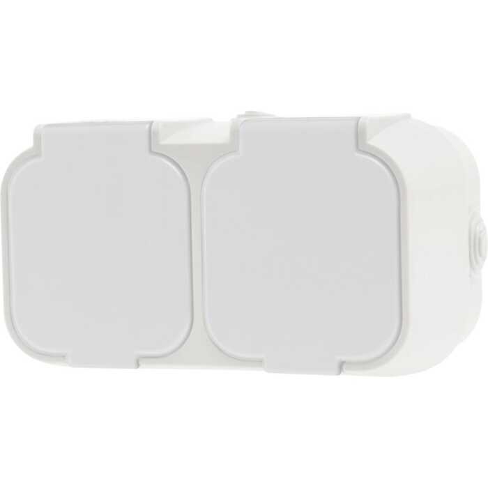 Double two-pole socket outlet CEE7 2P+E IP54 White - GEYER Hellas