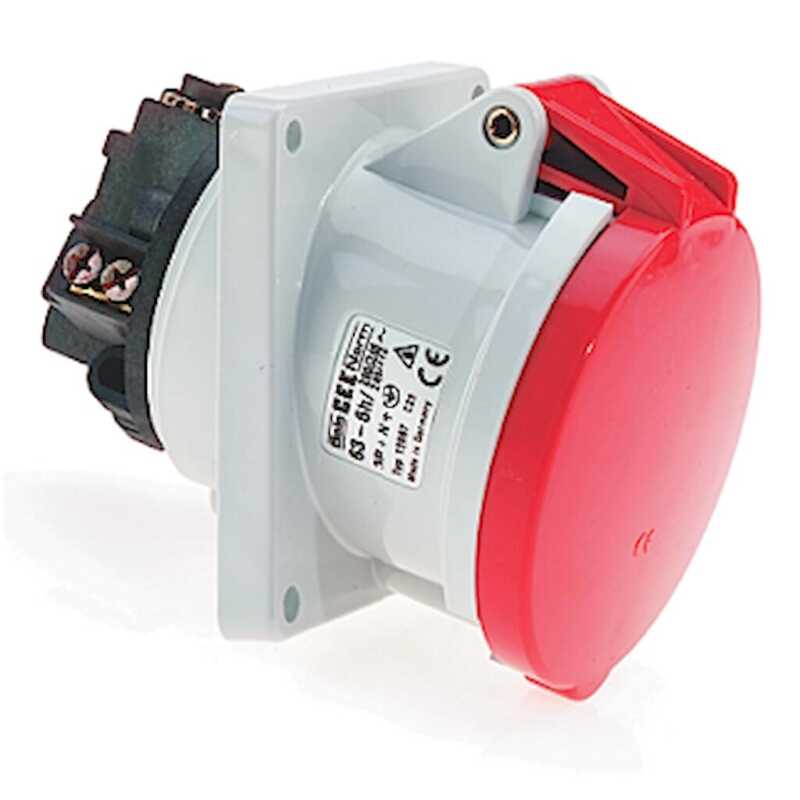 Panel mounting socket outlet 4x63A 400V IP67 - GEYER Hellas